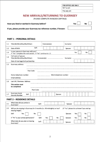 Completing your arriving in Guernsey form – FLiP